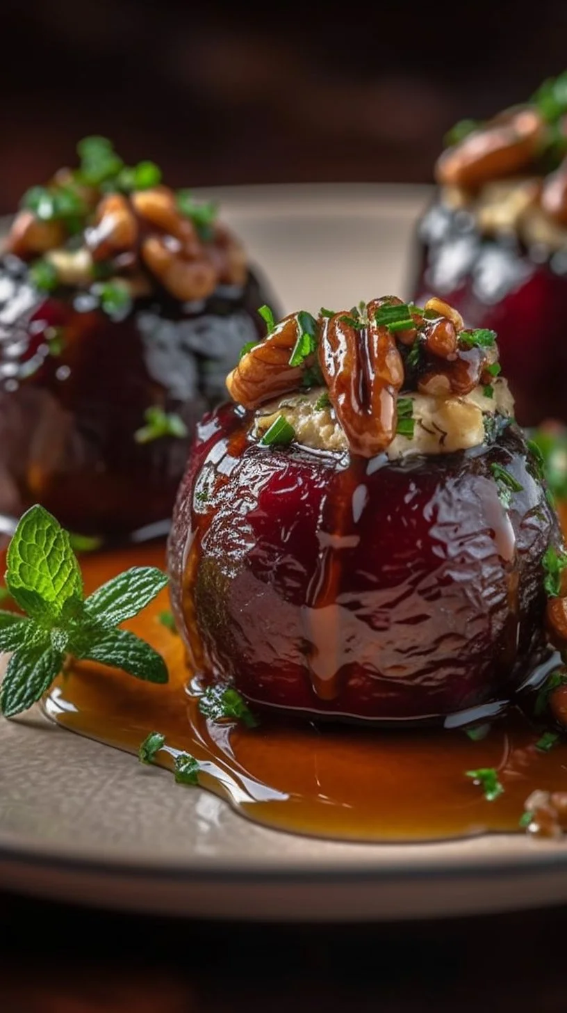 Feta-Parmesan Stuffed Dates with Honey-Walnut Crunch